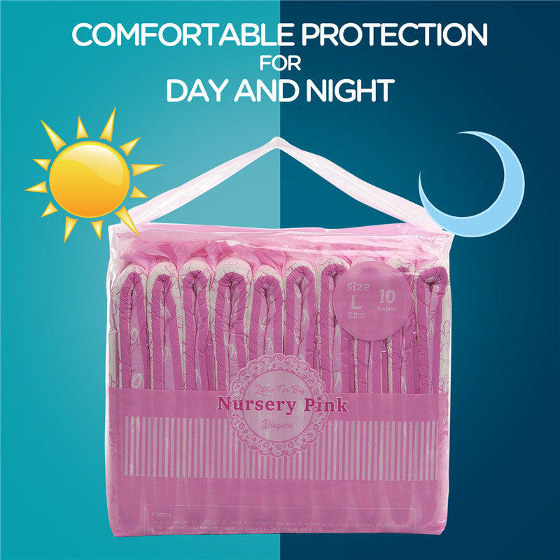 LittleForBig - Nursery Pink Printed Adult Brief Diapers – Universal Diapers